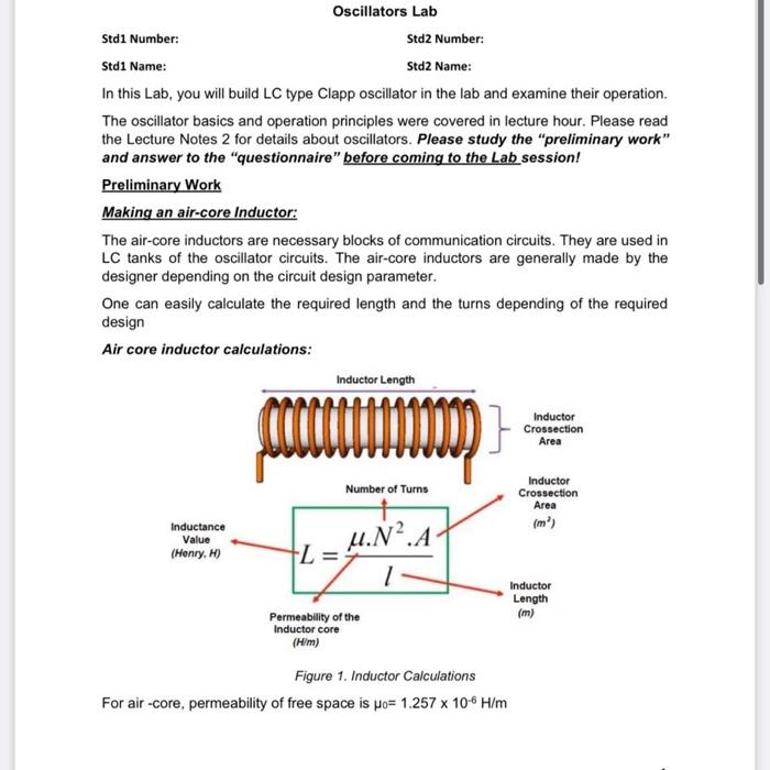 Solved Oscillators Lab Std1 Number: Std2 Number: Std1 Name: | Chegg.com
