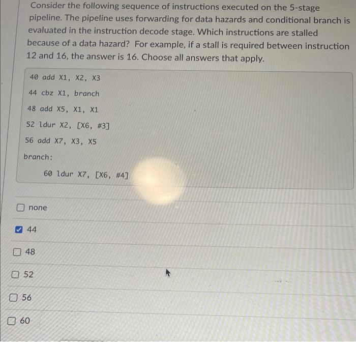 Solved Consider the following sequence of instructions | Chegg.com