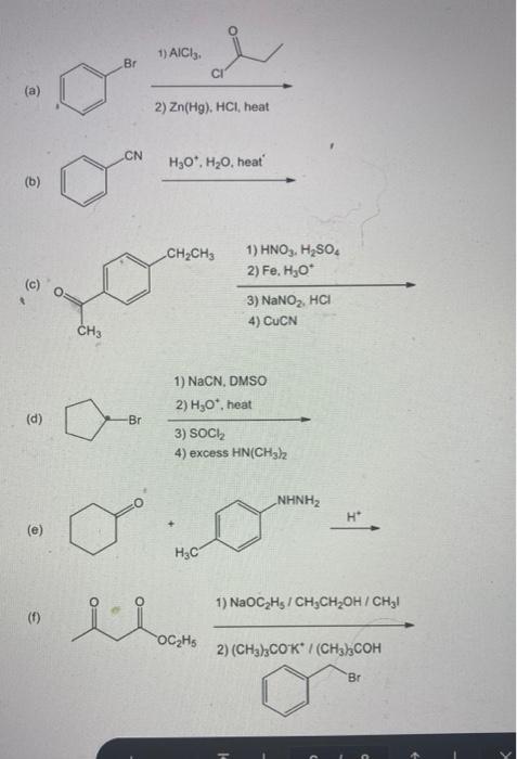 Solved 1) AICI. Br CI (a) 2) Zn(Hg). HCI, heat CN H30*. H20. | Chegg.com