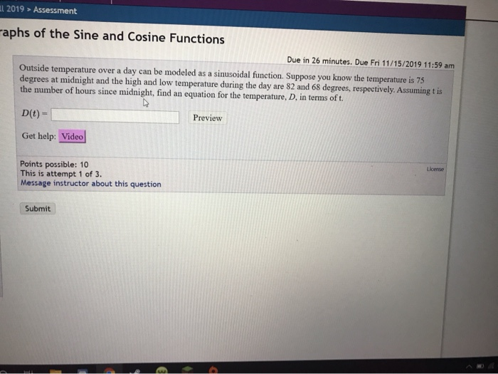 Solved 2019 > Assessment aphs of the Sine and Cosine | Chegg.com