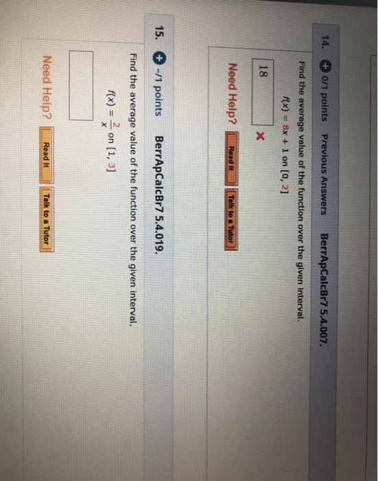 Solved 14. +0/1 points Previous Answers BerrApCalcBr7 | Chegg.com