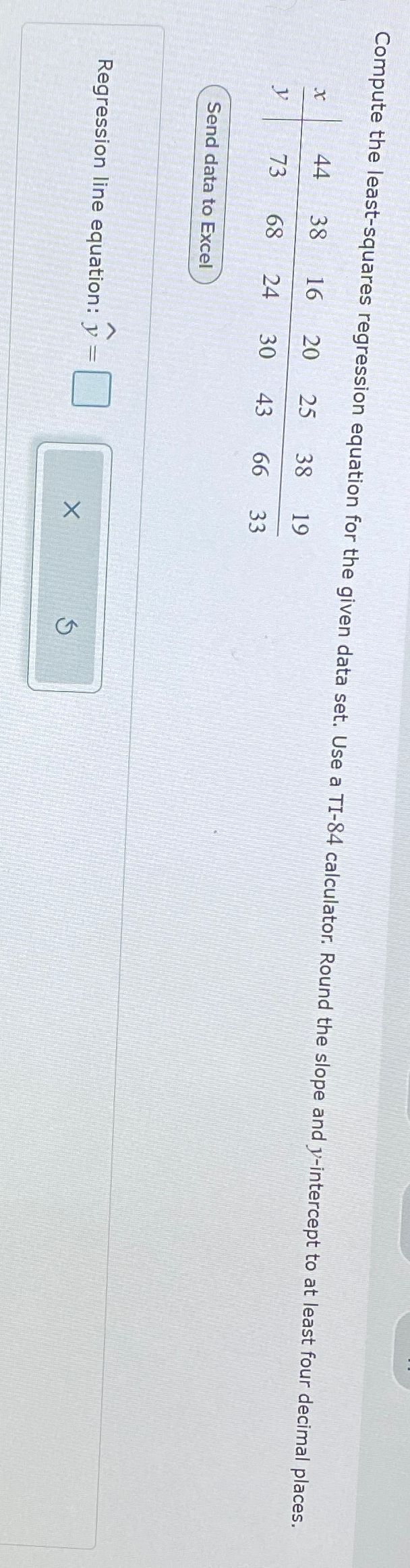 Solved Compute the least-squares regression equation for the | Chegg.com