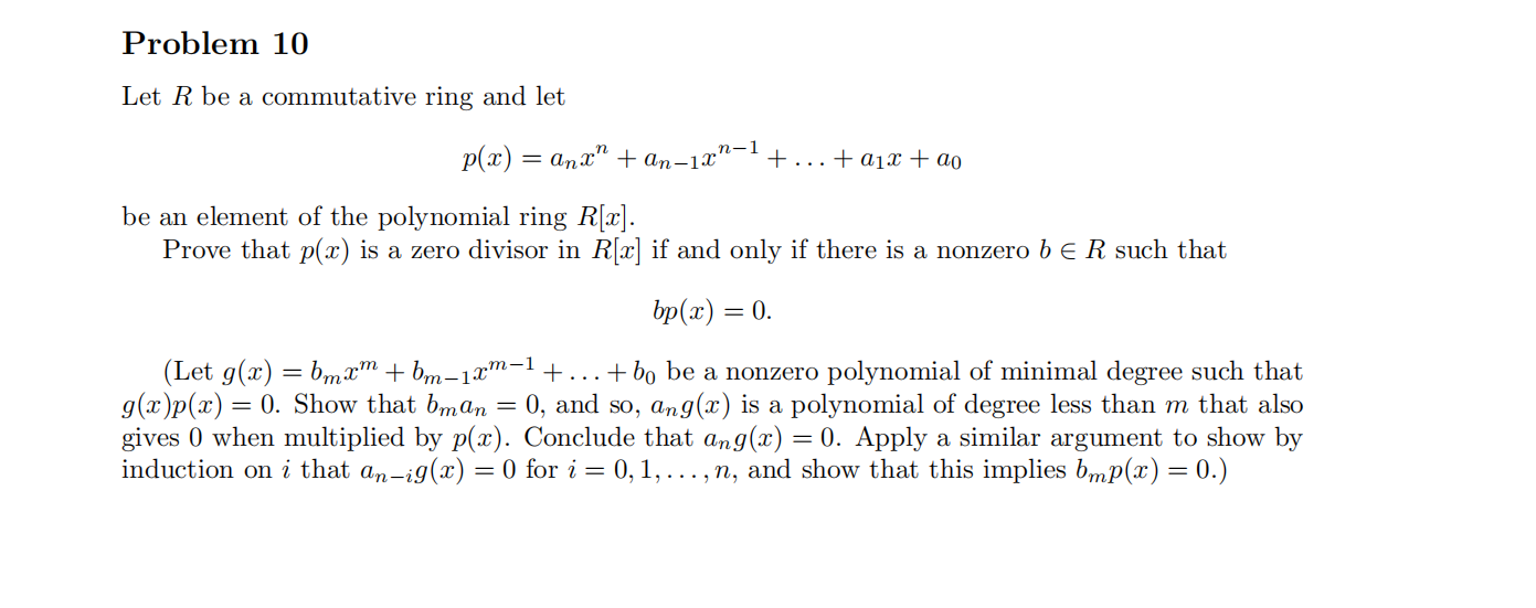 Solved Problem 10Let R ﻿be a commutative ring and | Chegg.com