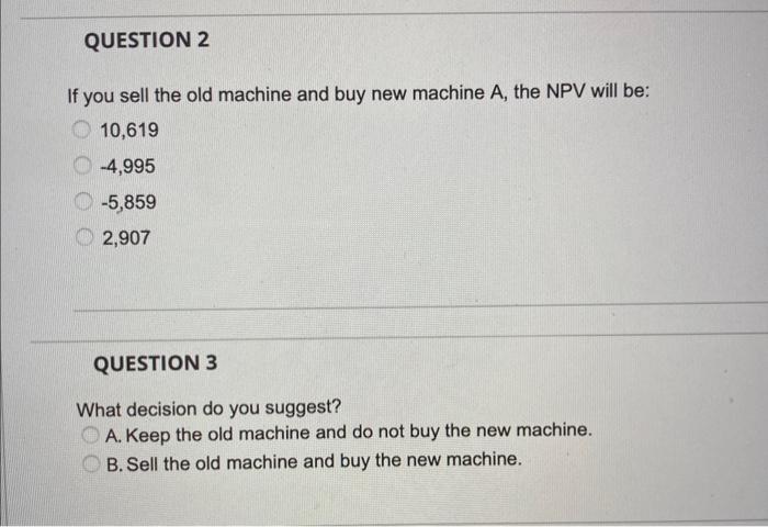 Solved If you sell the old machine and buy new machine A, | Chegg.com