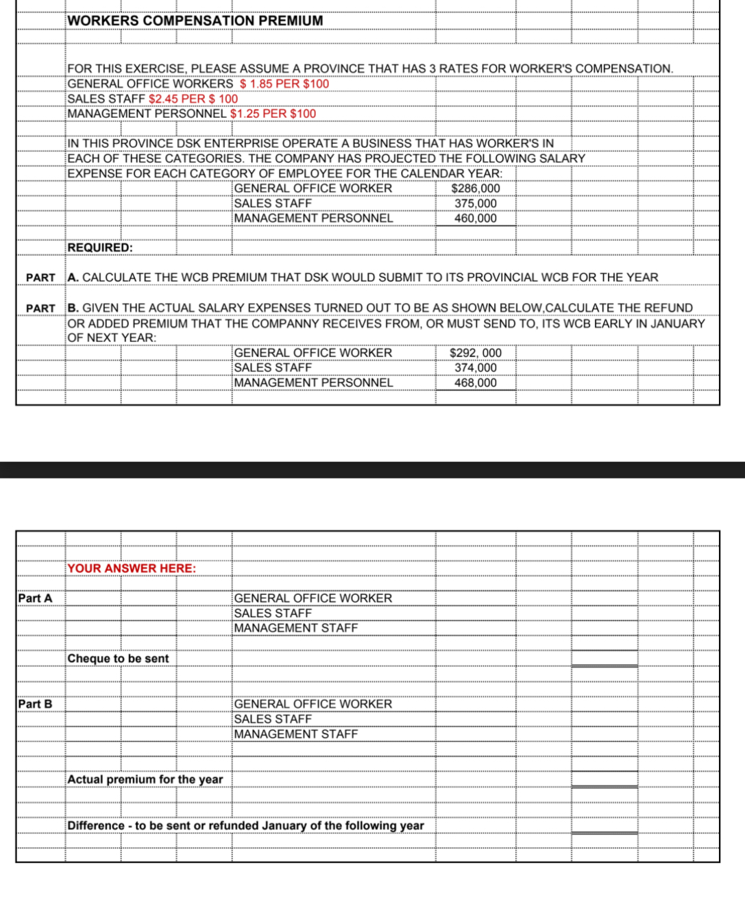 [Solved]: WORKERS COMPENSATION PREMIUM FOR THIS EXERCISE, PL