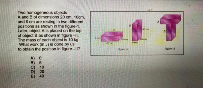 Solved LOG Two homogeneous objects A and B of dimensions 20 | Chegg.com
