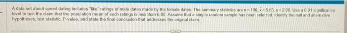 Solved fevol to iest the claim that the population mean of | Chegg.com