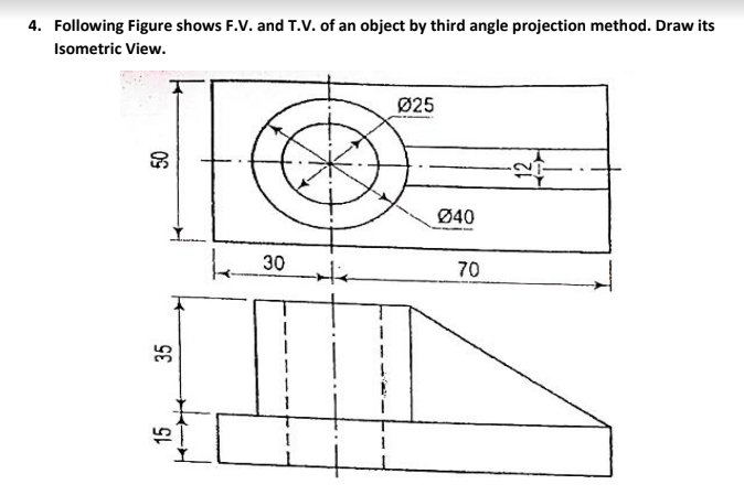 Solved Following Figure shows F.V. ﻿and T.V. ﻿of an object | Chegg.com