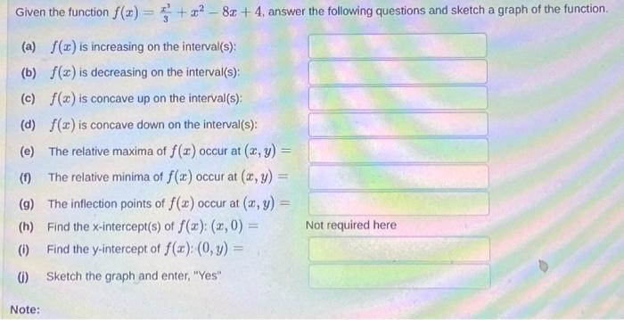 Solved Given the function f(x) = +² - 8x +4, answer the | Chegg.com