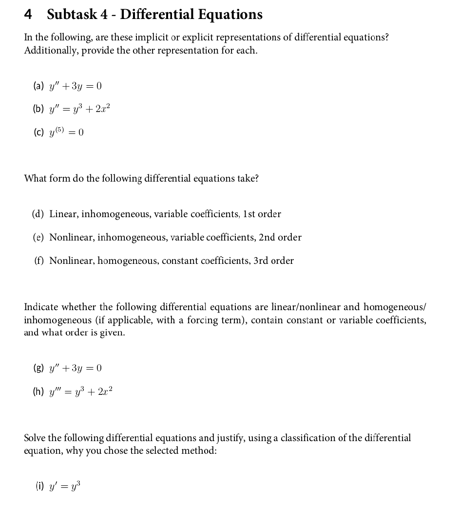 Solved 4 ﻿Subtask 4 - ﻿Differential EquationsIn the | Chegg.com