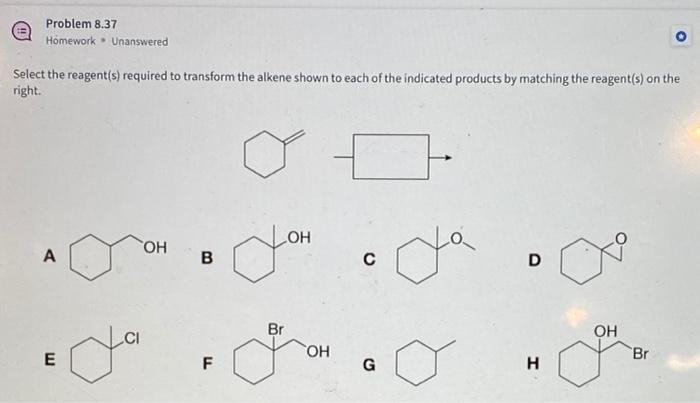 Solved Problem 8.37 Homework - Unanswered o Select the | Chegg.com
