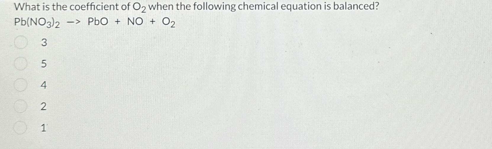 Solved What is the coefficient of O2 ﻿when the following | Chegg.com