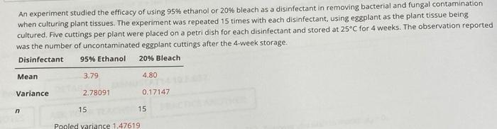 Solved Calculate s2, the pooled estimator for σ2, in these | Chegg.com