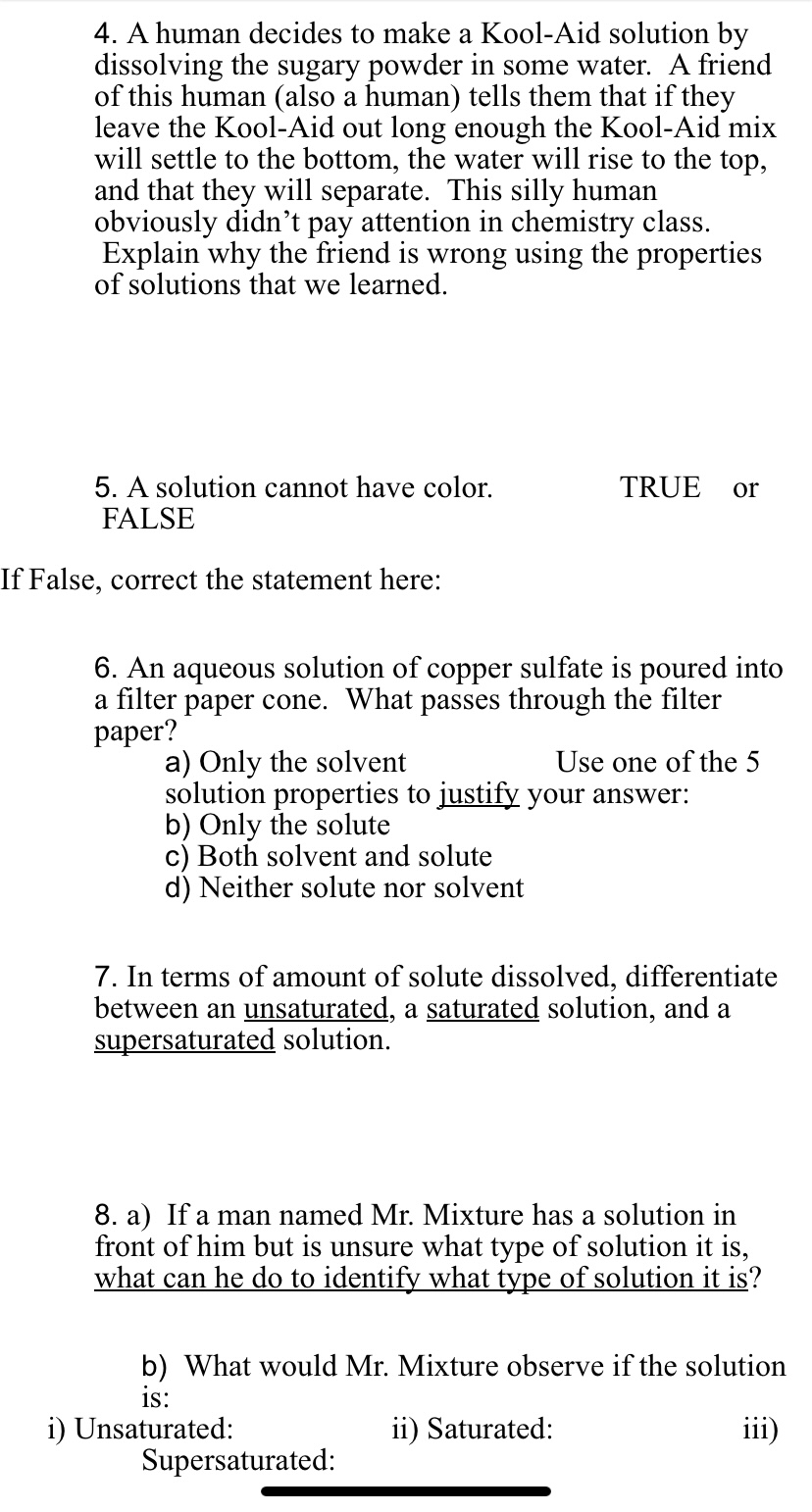 Solved A human decides to make a Kool-Aid solution | Chegg.com