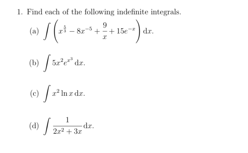 Solved Find each of the following indefinite | Chegg.com