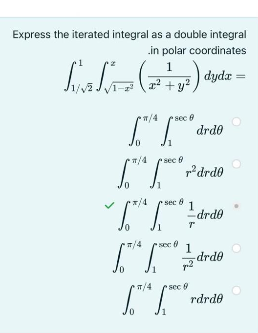 Solved Express the iterated integral as a double | Chegg.com