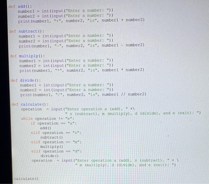 Solved Reorganize the following calculator program from Lab | Chegg.com