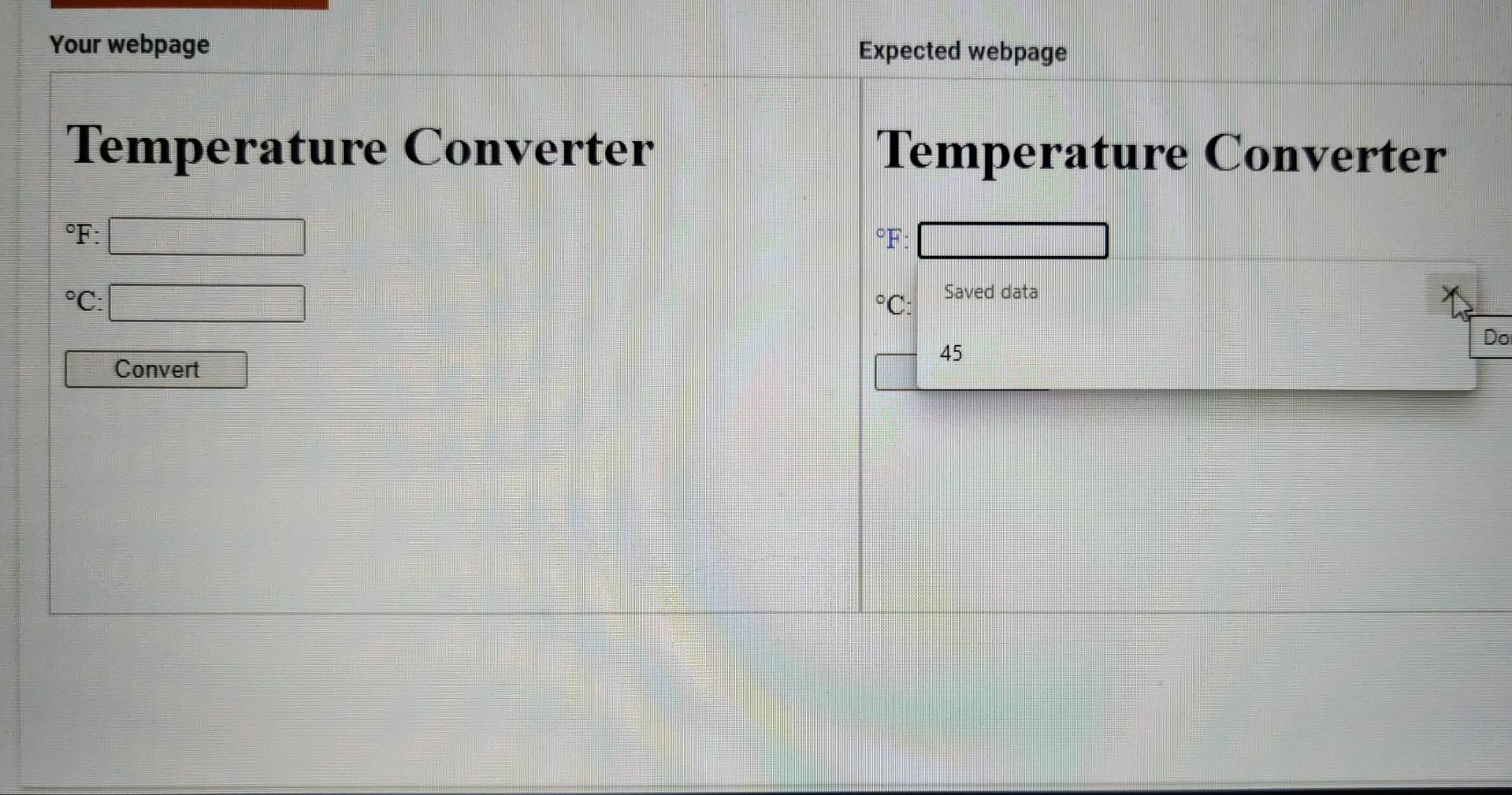Solved The following web page converts Celsius to Fahrenheit | Chegg.com
