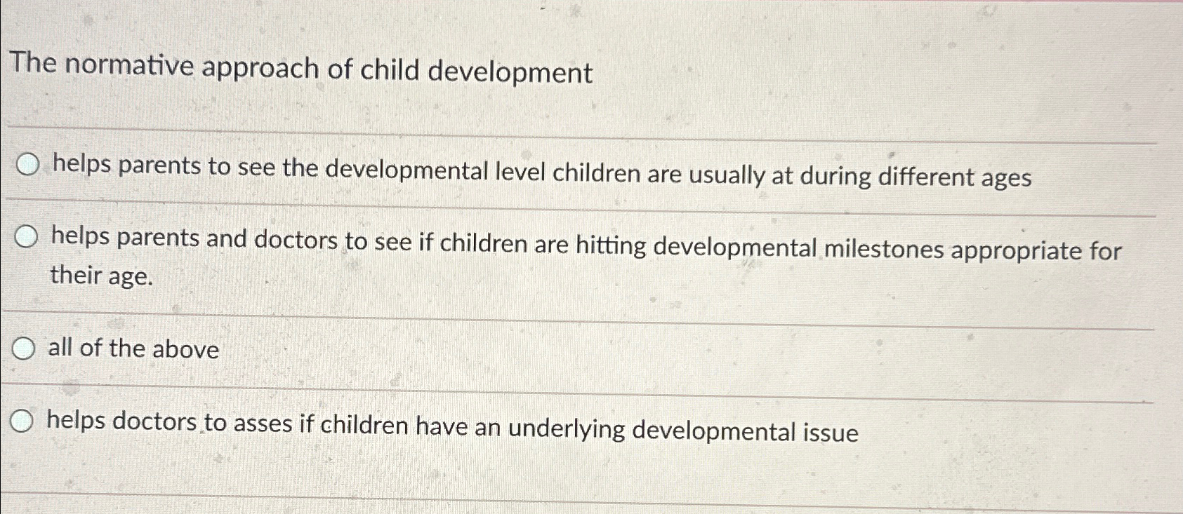 Solved The normative approach of child developmenthelps | Chegg.com