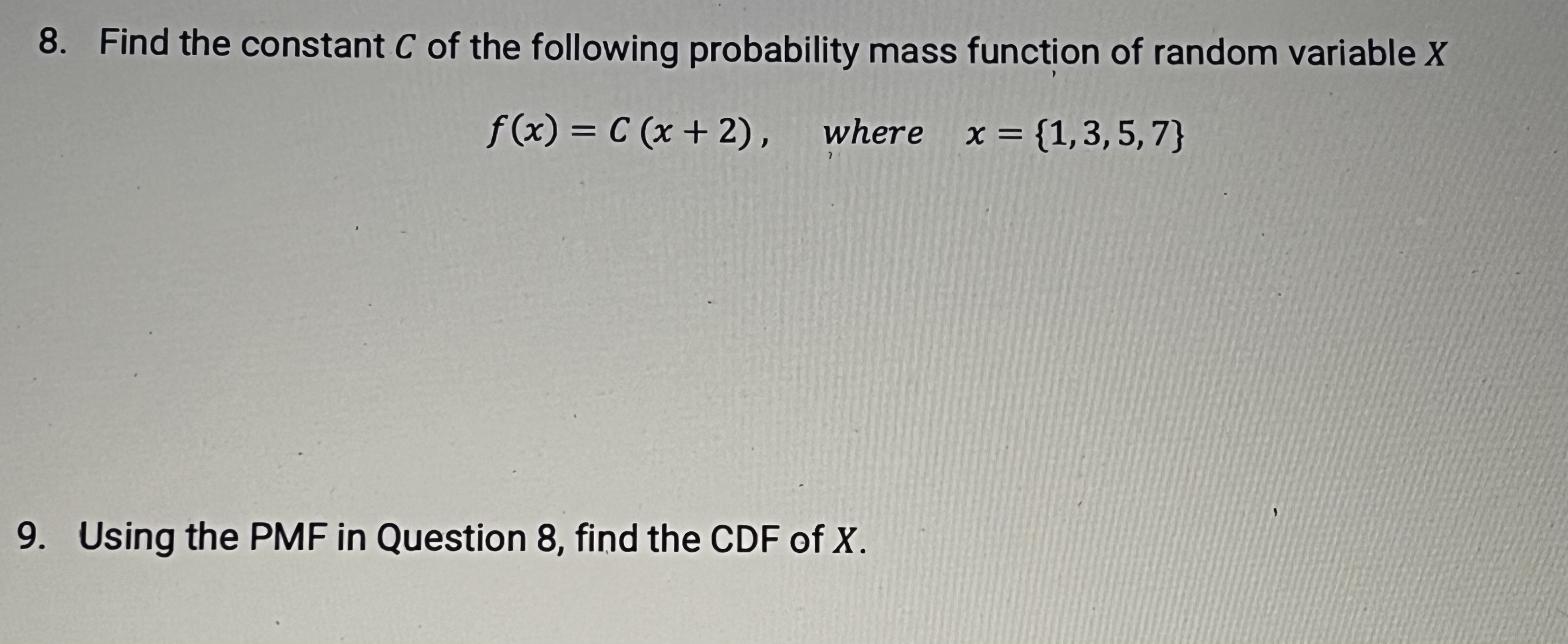 Solved Find the constant C ﻿of the following probability | Chegg.com