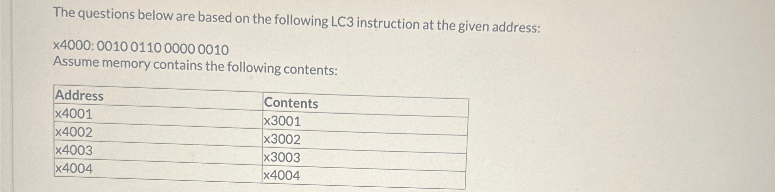 Solved The questions below are based on the following LC3 | Chegg.com