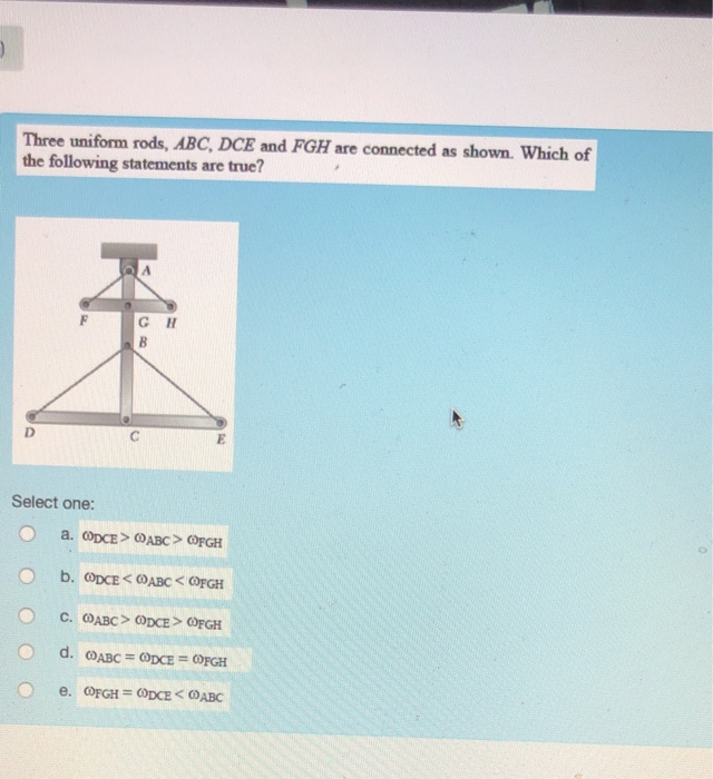 Solved Three uniform rods, ABC, DCE and FGH are connected as | Chegg.com