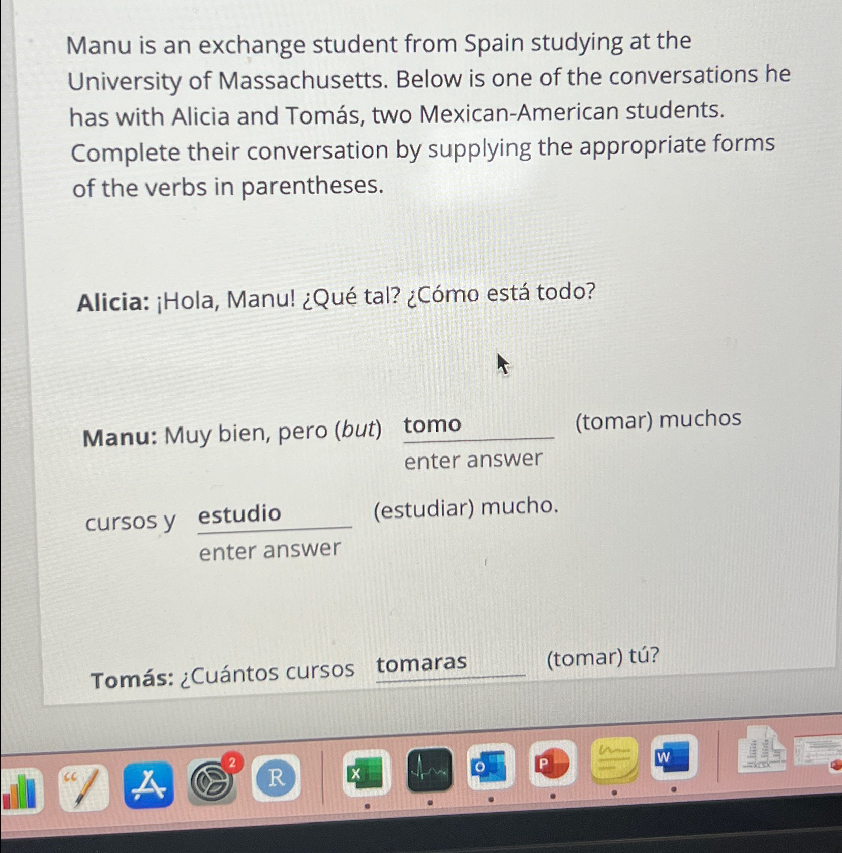 Solved Manu is an exchange student from Spain studying at | Chegg.com