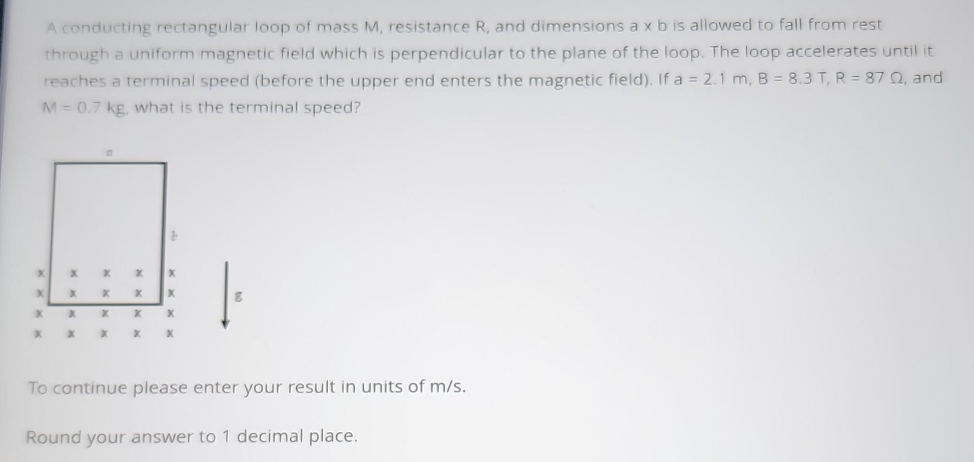 Solved A conducting rectangular loop of mass M, resistance | Chegg.com