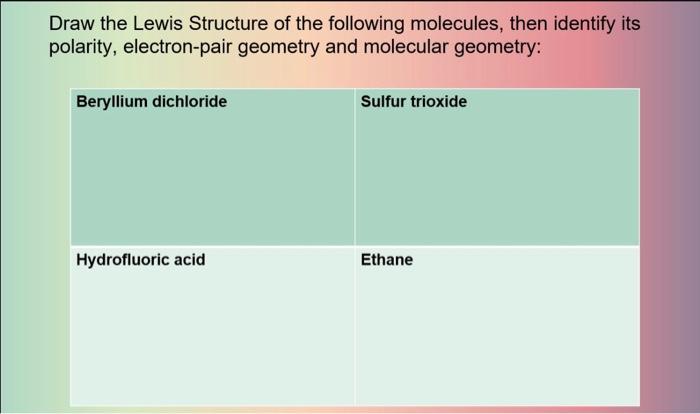 Solved Draw the Lewis Structure of the following molecules, | Chegg.com