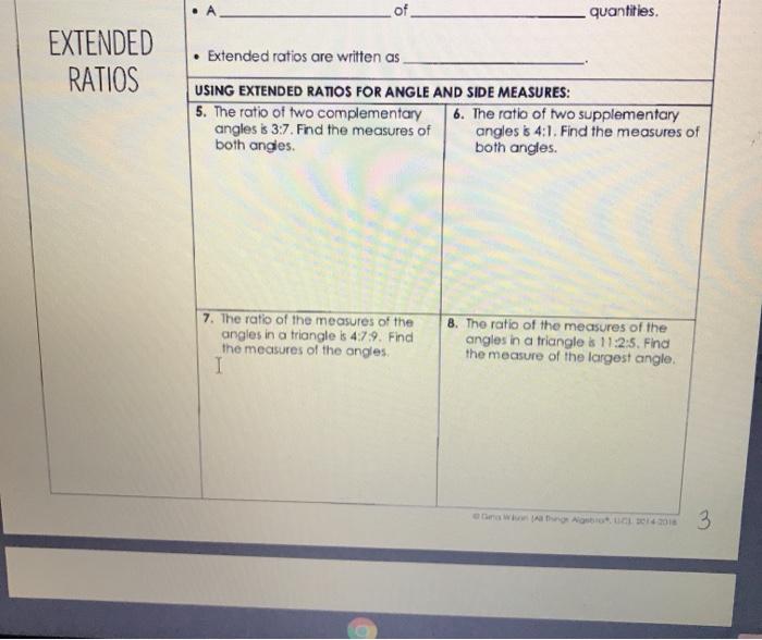 Solved of quantities. EXTENDED RATIOS • Extended ratios are | Chegg.com