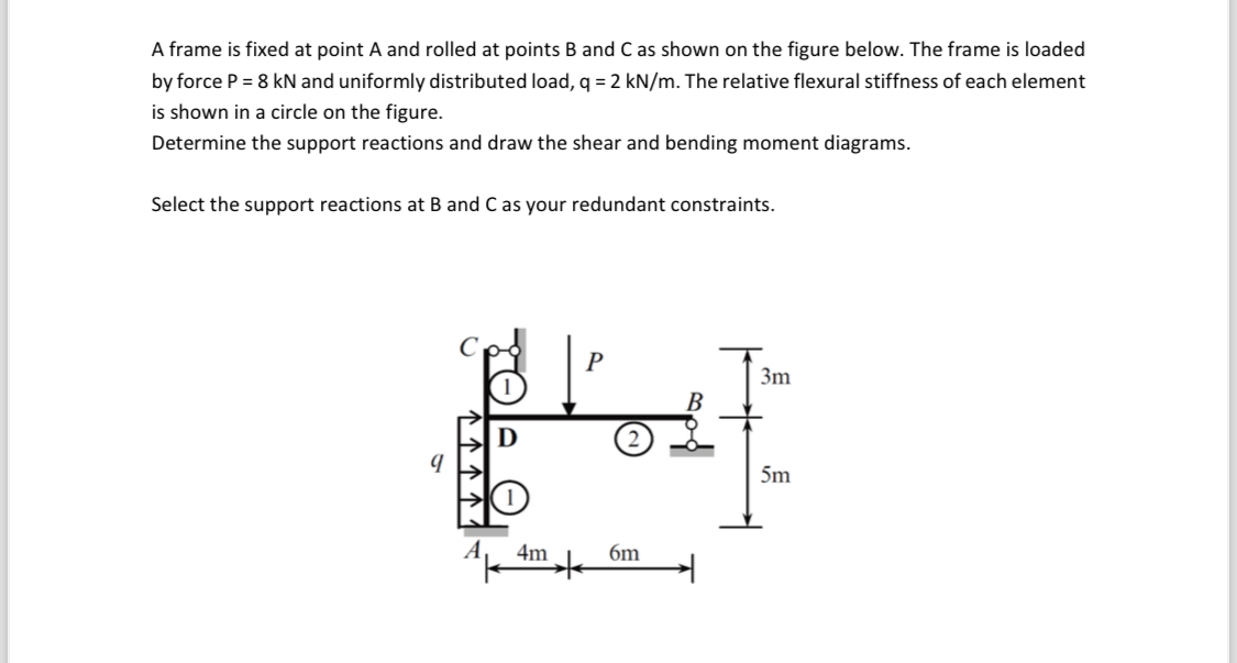 Solved A frame is fixed at point A and rolled at points B | Chegg.com