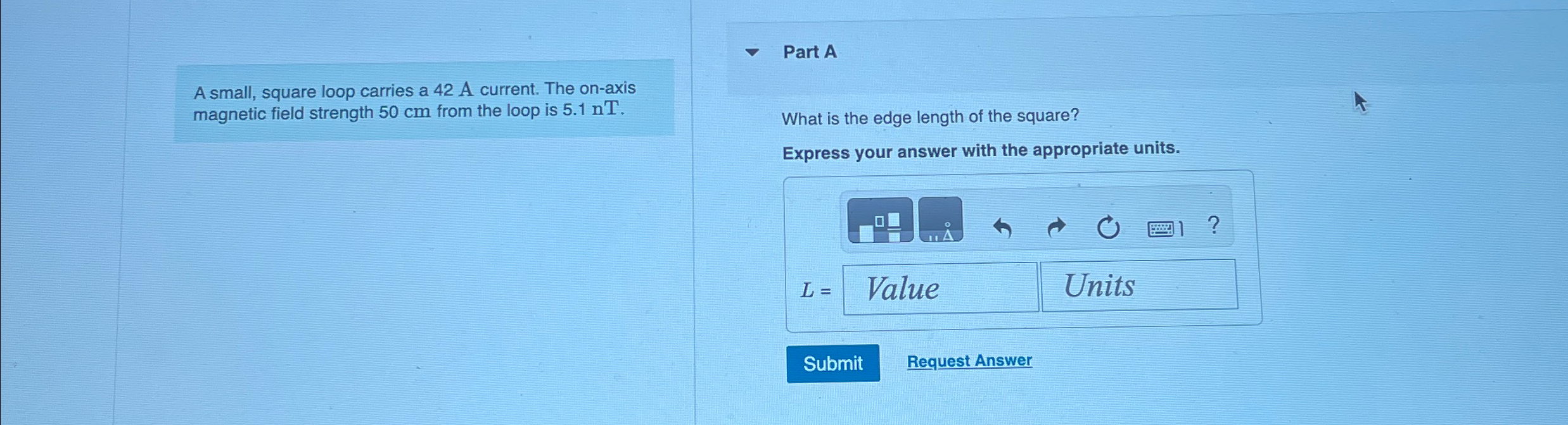 Solved A small, square loop carries a 42A current. The | Chegg.com