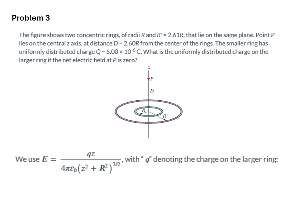 Solved Problem 3The figure shows two concentric rings, of | Chegg.com