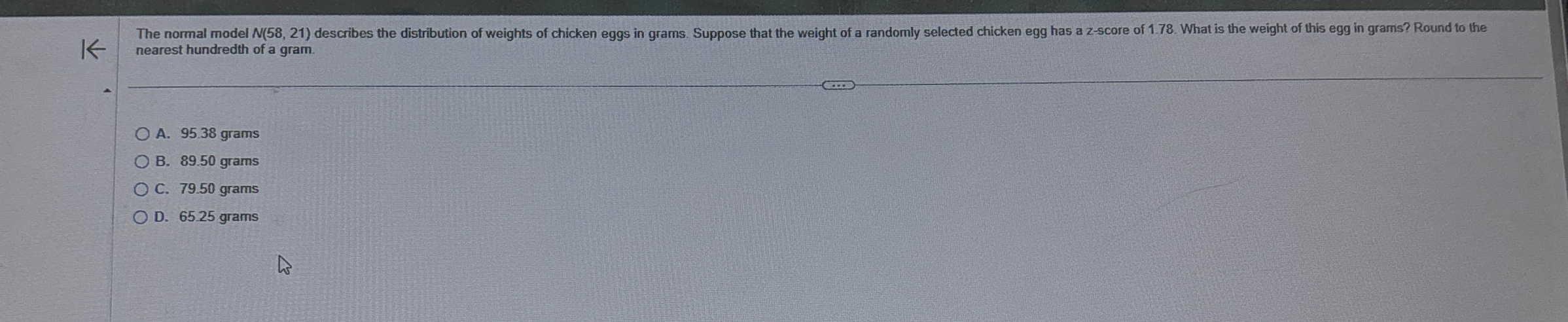 Solved nearest hundredth of a gram.A. 95.38 ﻿gramsB. 89.50 | Chegg.com
