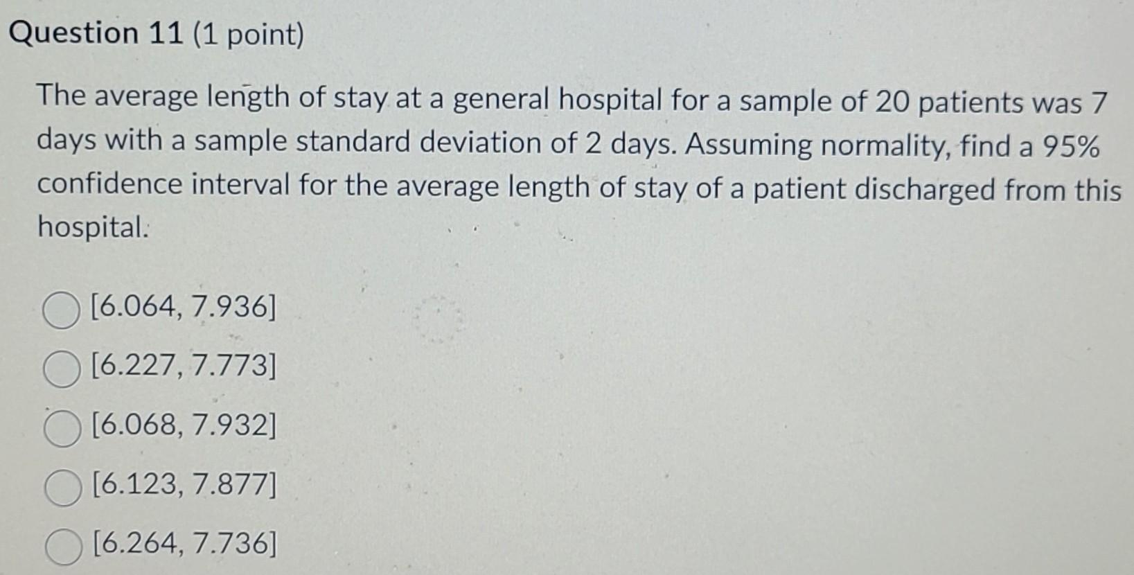 Solved The average length of stay at a general hospital for | Chegg.com