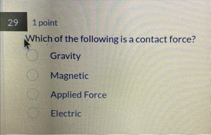 Solved Which of the following is a contact force? Gravity | Chegg.com