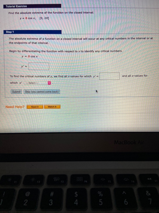 Solved Tutorial Exercise Find the absolute extrema of the | Chegg.com