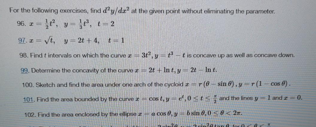 Solved For the following exercises, find d’y/dra at the | Chegg.com