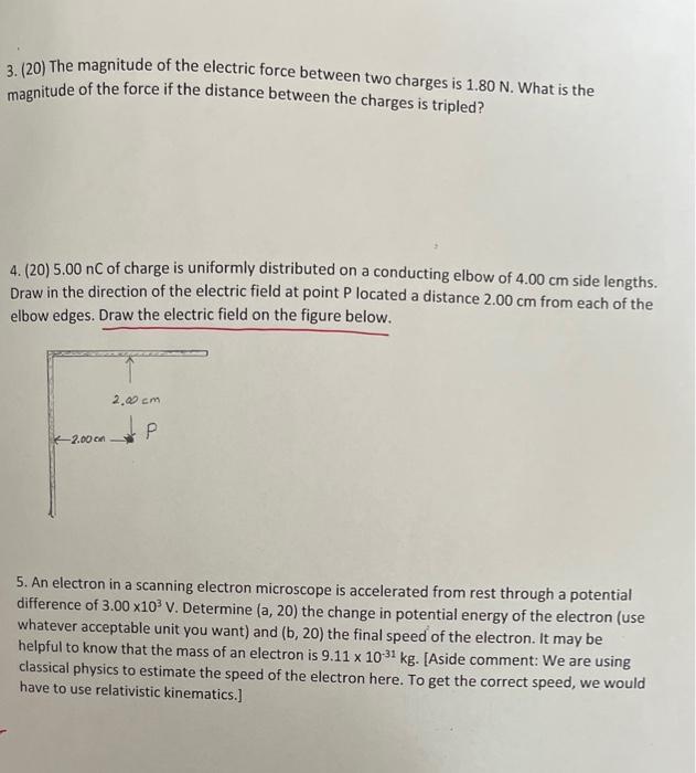Solved 3 20 The Magnitude Of The Electric Force Between