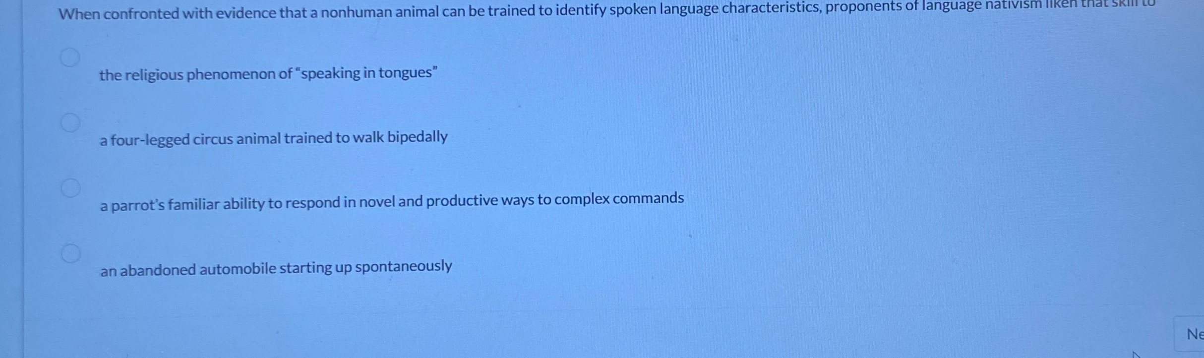 Solved When confronted with evidence that a nonhuman animal | Chegg.com