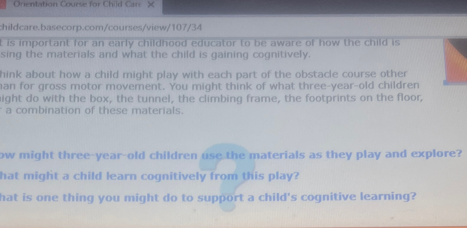 Solved Orentation Course for Child | Chegg.com