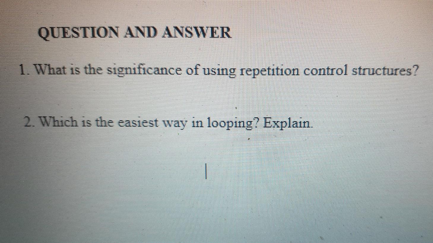 Solved QUESTION AND ANSWER 1. What is the significance of | Chegg.com