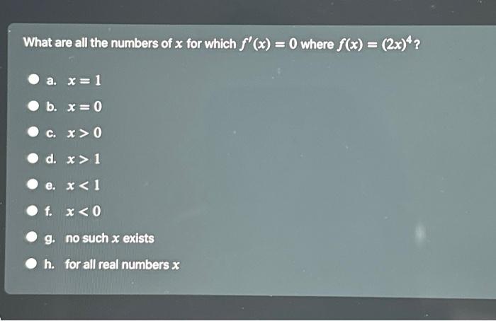 Solved What are all the numbers of x for which f'(x) = 0 | Chegg.com