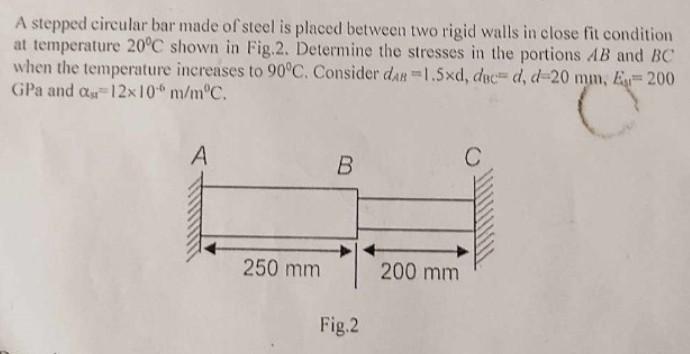 Solved A stepped circular bar made of steel is placed | Chegg.com