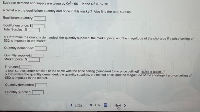 Solved Suppose demand and supply are given by Qd = 60 - P | Chegg.com