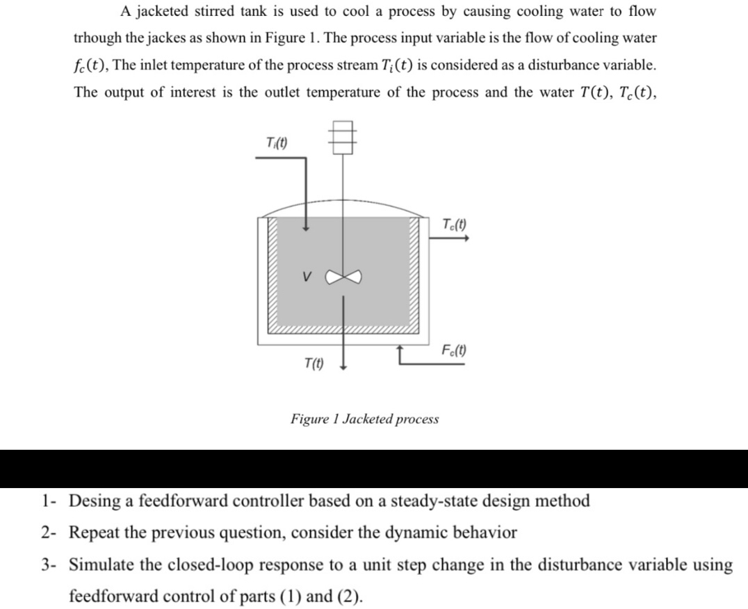 Solved A jacketed stirred tank is used to cool a process by | Chegg.com