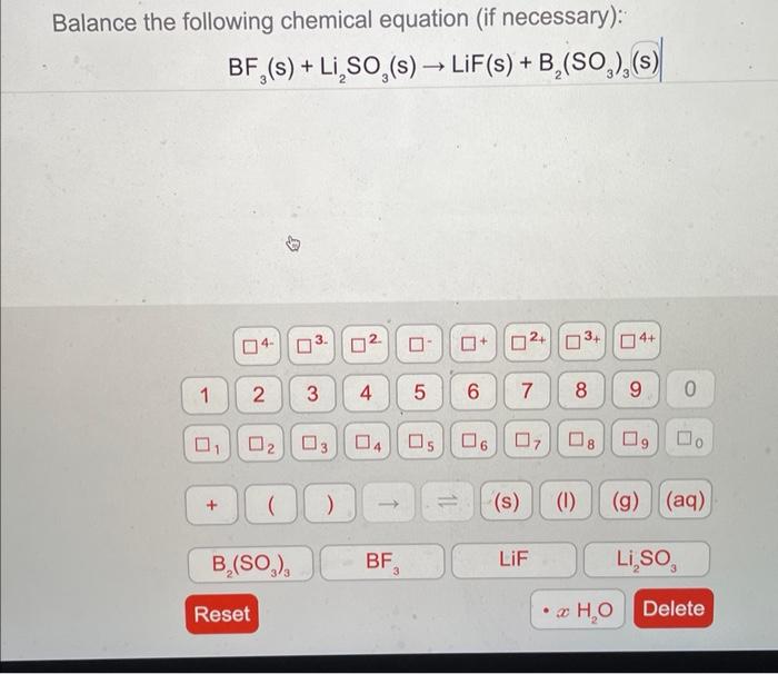 Solved Balance the following chemical equation (if | Chegg.com