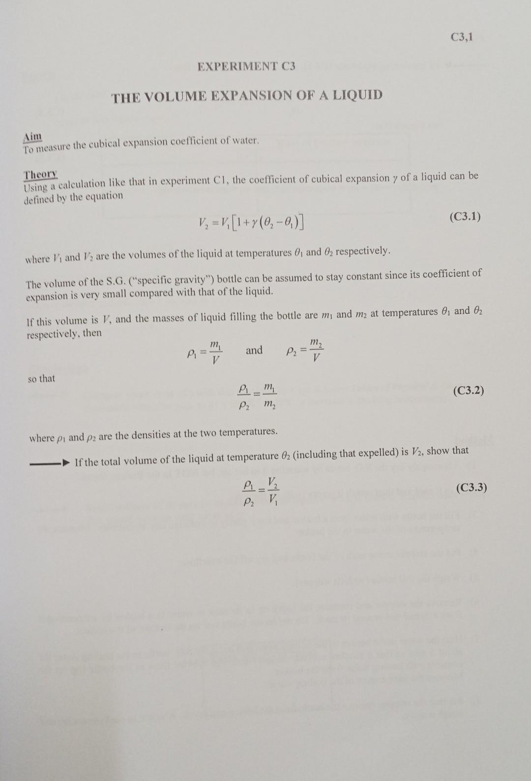 Solved To measure the cubical expansion coefficient of | Chegg.com
