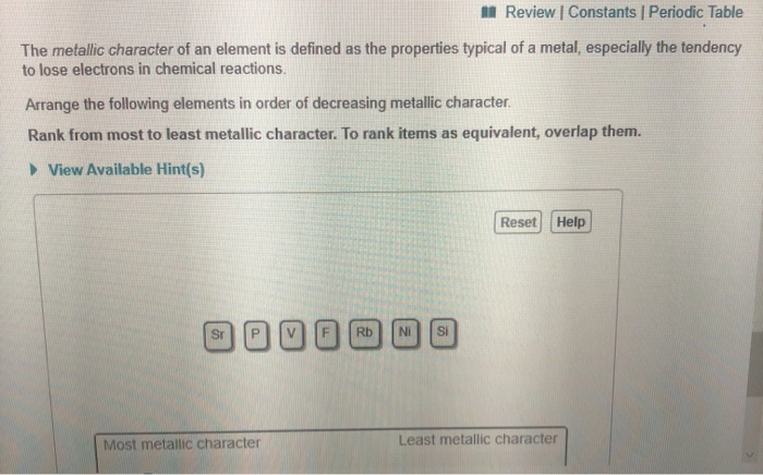 Solved A Review | Constants | Periodic Table The metallic | Chegg.com