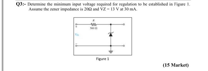 Solved Q3:- Determine the minimum input voltage required for | Chegg.com